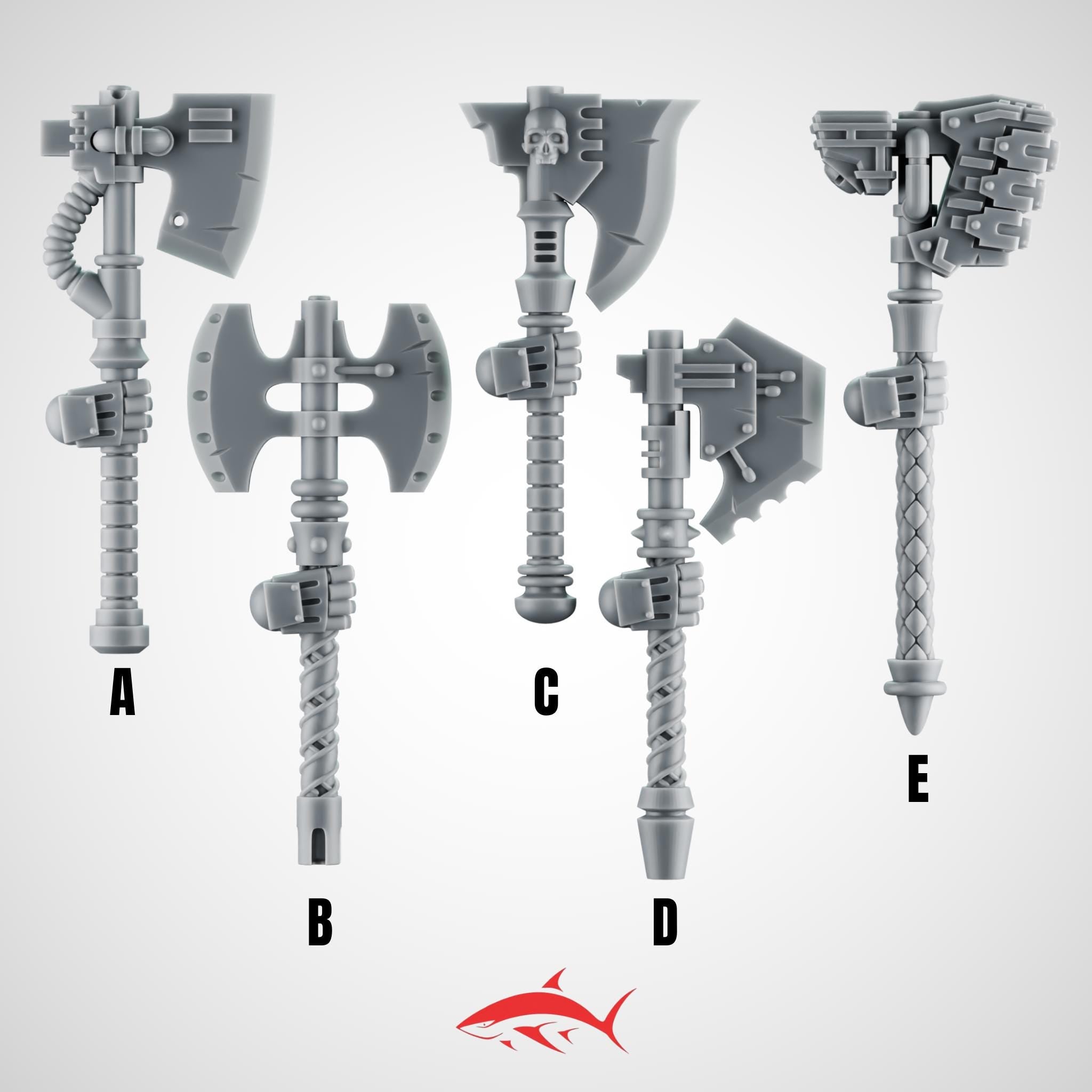 Set 2 - 5 Heavy Axes Pose for Terminator – Grimdark Weapons – Sharkass