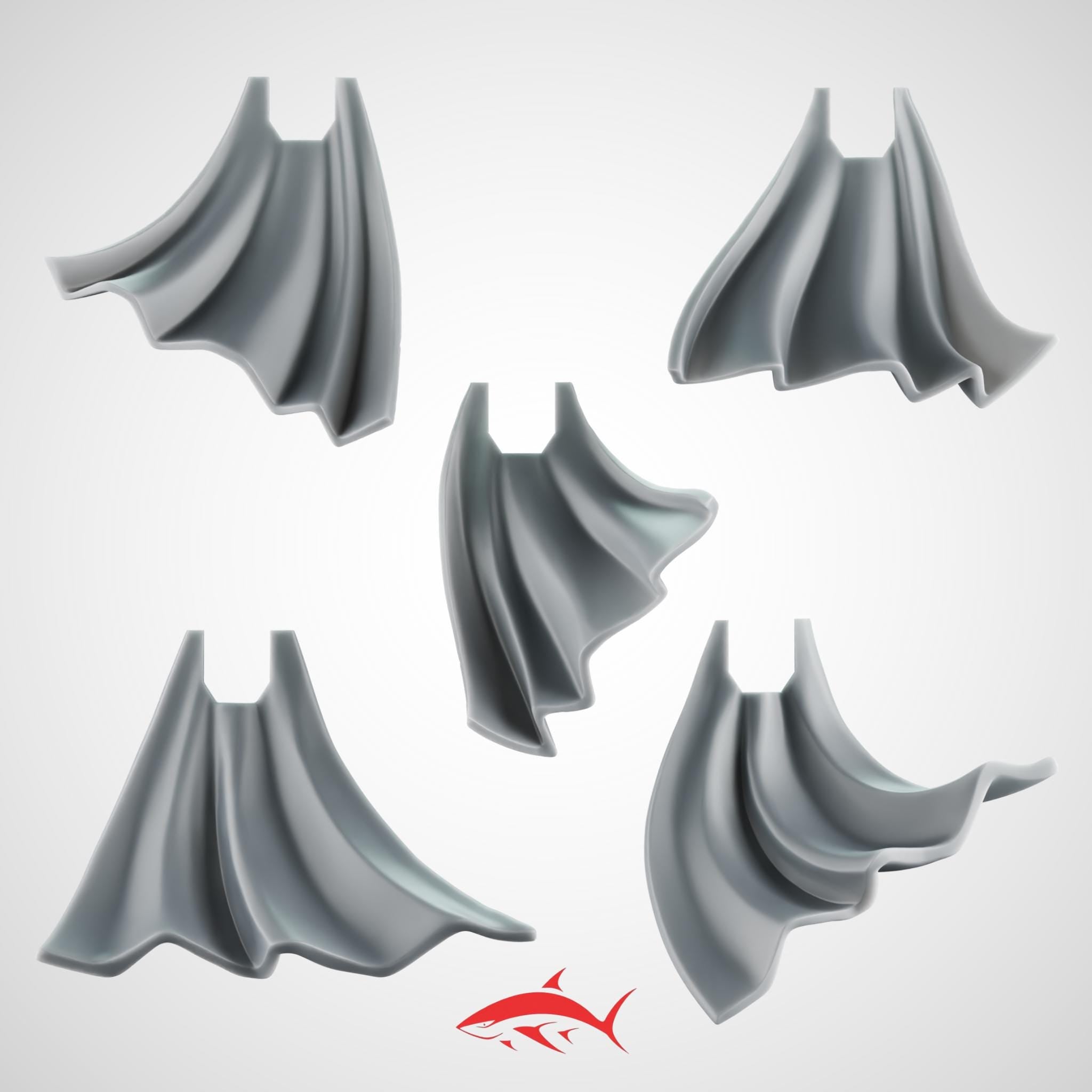 Set 1 - 5 Simple Cloaks – Plain Warrior Capes Bits Ultra HD 14K – Sharkass
