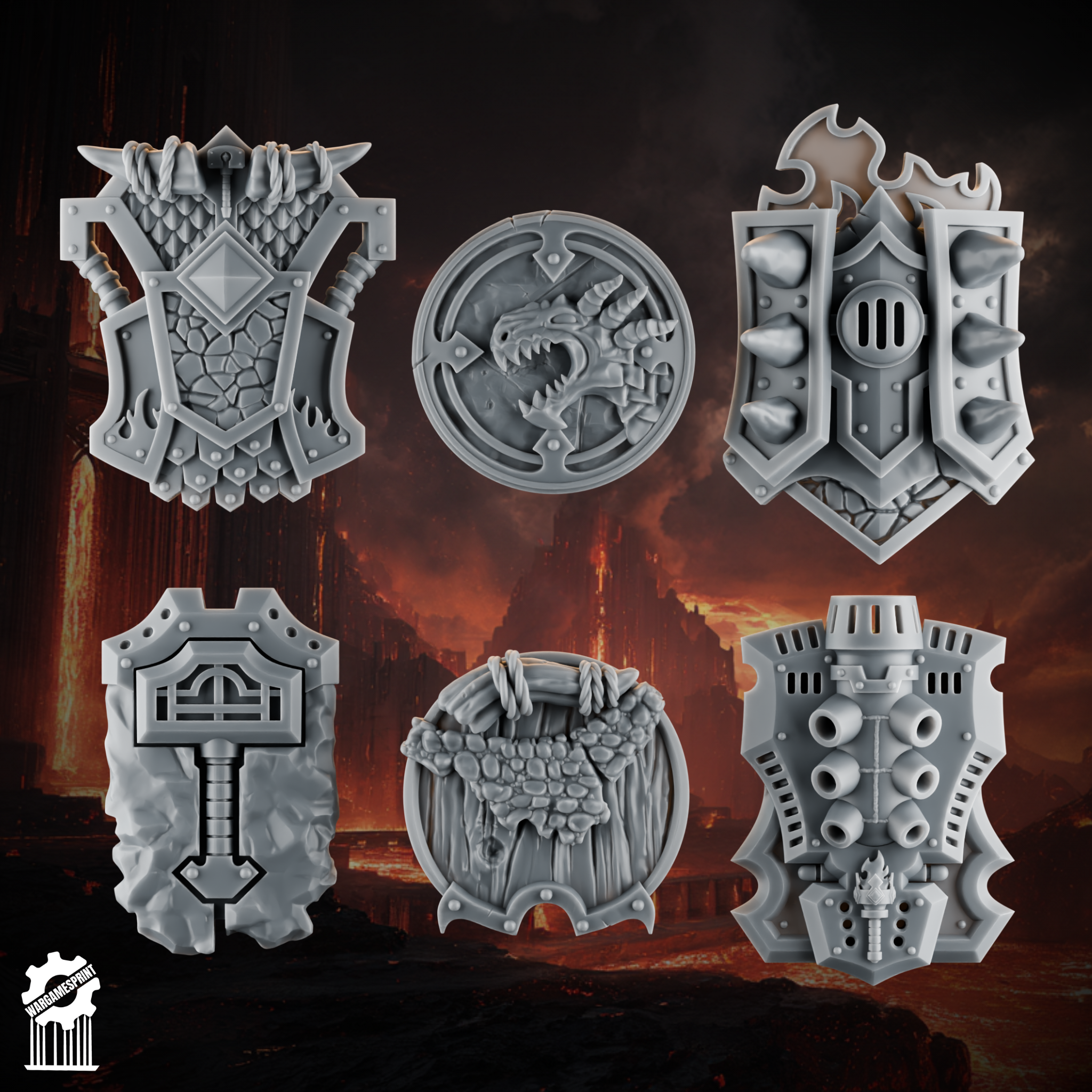 Emberforge shields - Fire lizards [Supported] – Sharkass