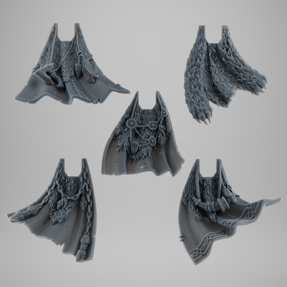 SET 1 - 5 Viking Wolf Cloaks – Fur-Covered Cloaks with Tribal Details ...