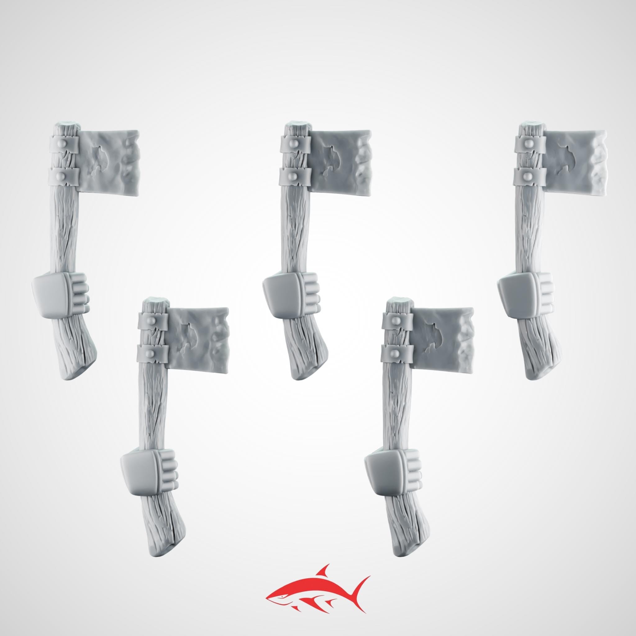SET4 - 5 Tomahawk– Battle Axes Generic Melee Weapons Bits Ultra HD 14K ...